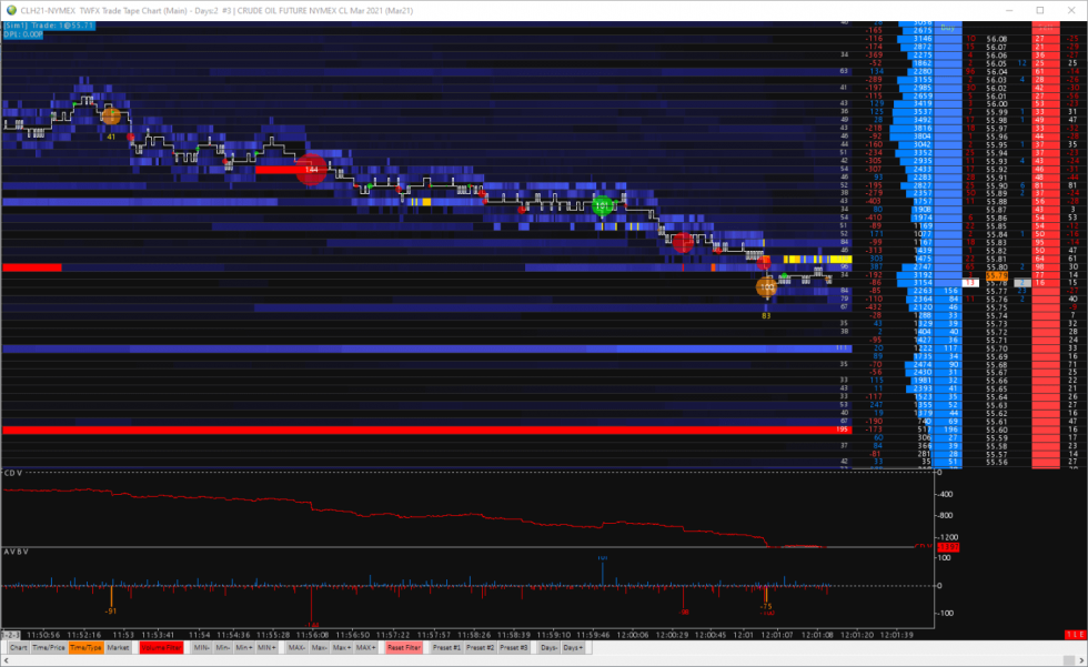 CL Heatmap Reconstructed Tape Chart Trader (Dark) | twofox Trading